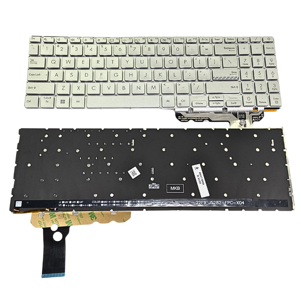 keyboard asus vivobook e1504ga e1504fa x1504 x1504za silver backlight ...