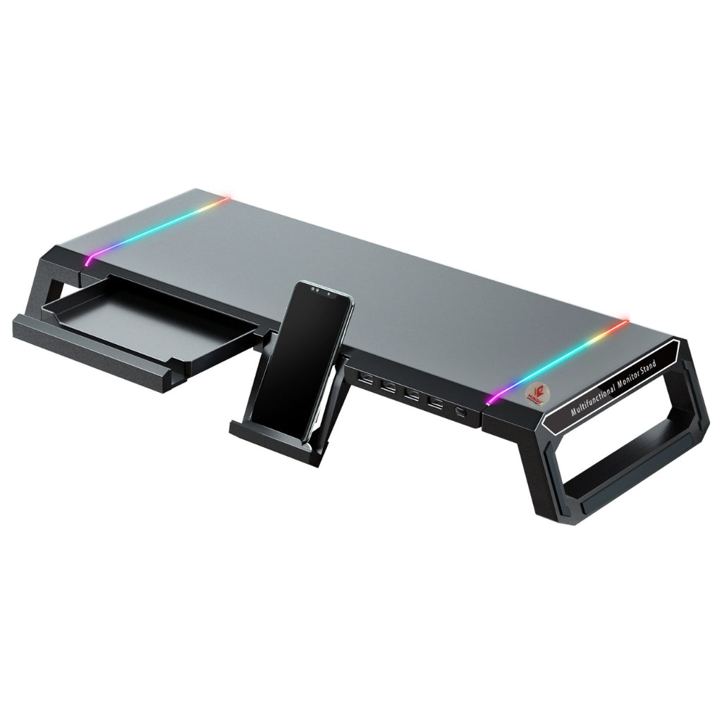 ice coorel t1 monitor stand with rgb usb hub mobile stand storage – Mungu